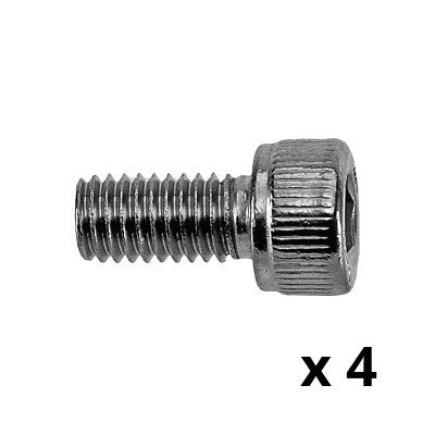 Quatre vis à tête hexagonale de diamètre M6 et de 12 mm de longueur